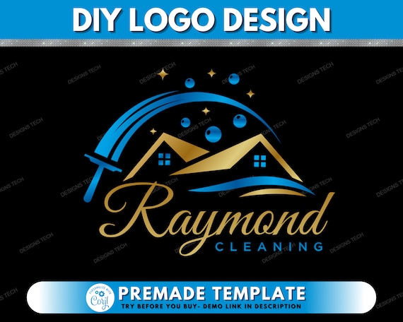 Cleaning Logo DIY Logo Design Template House Cleaning Logo - Etsy