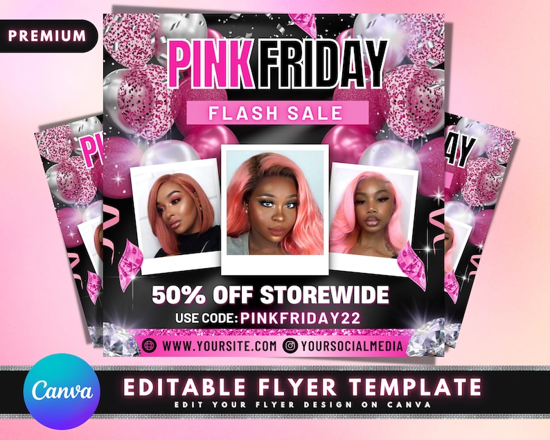 Pink Friday Sale Flyer, DIY Flyer Template Design, Black Friday Flyer ...