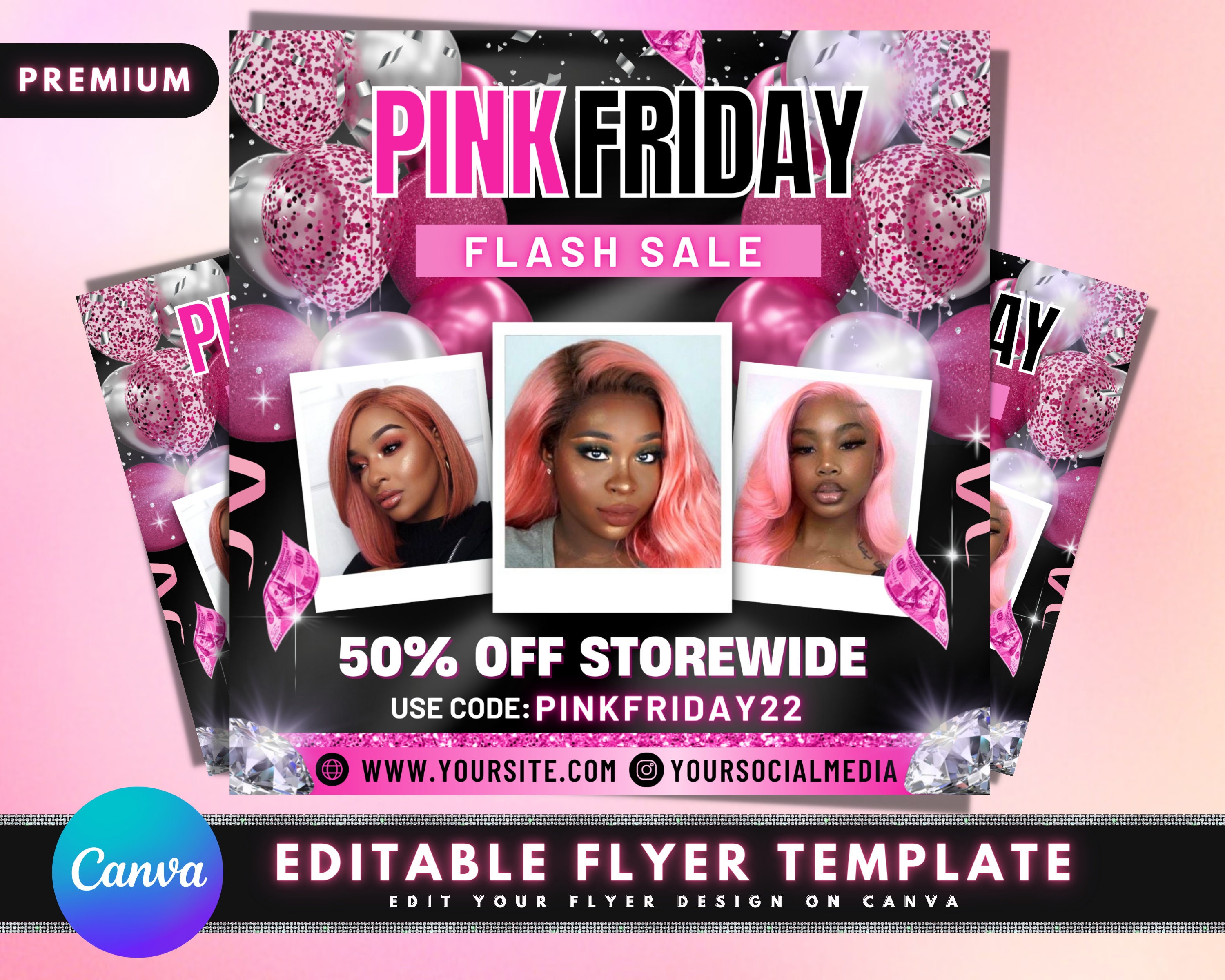 Pink Friday Sale Flyer, DIY Flyer Template Design, Black Friday Flyer ...