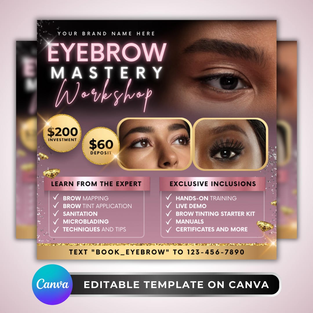 Eyebrow Masterclass Flyer, DIY Flyer Template Design, Eye Brow Tint ...