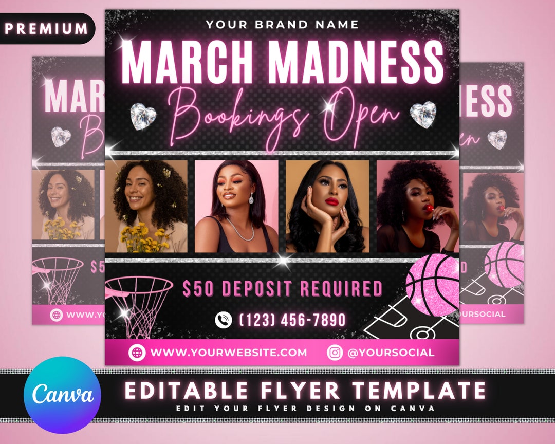 March Madness Booking Flyer, DIY Flyer Template Design, Book Now Flyer ...