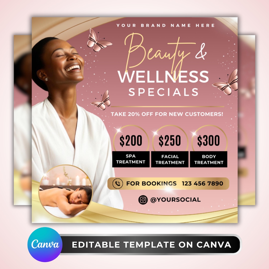 Beauty Wellness Specials Flyer: Spa, Massage, Esthetician New Client ...