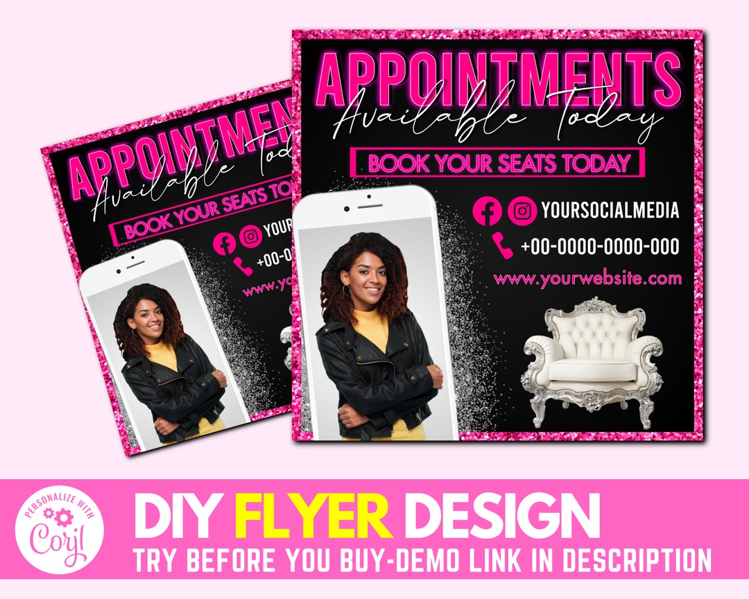 Appointment Flyer, Social Media Flyer, Book Now Flyer, DIY Appointments ...