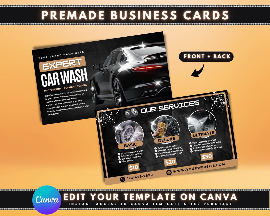 Car Detailing Business Card, DIY Canva Template Design, Auto Detailing ...