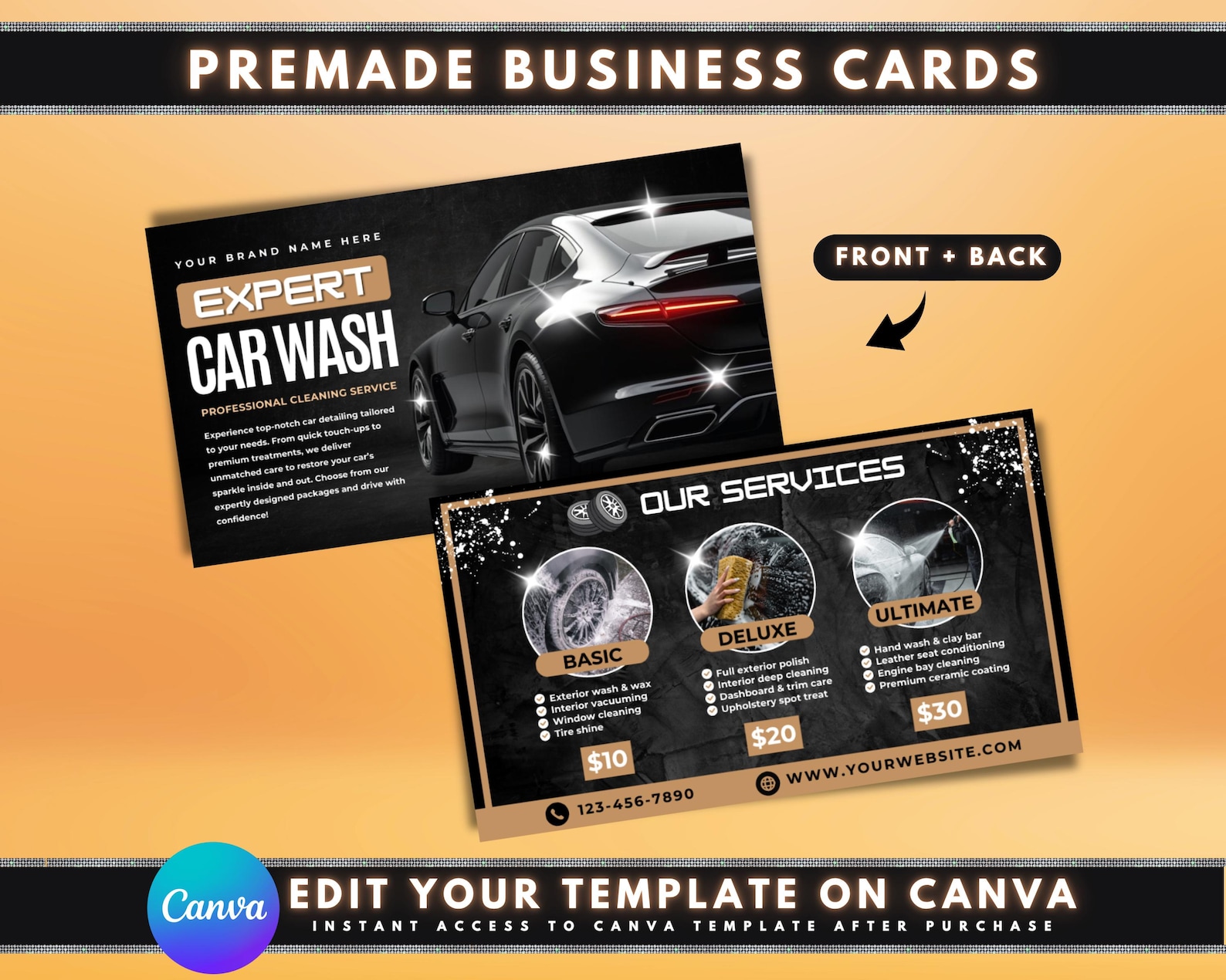 Car Detailing Business Card, DIY Canva Template Design, Auto Detailing ...