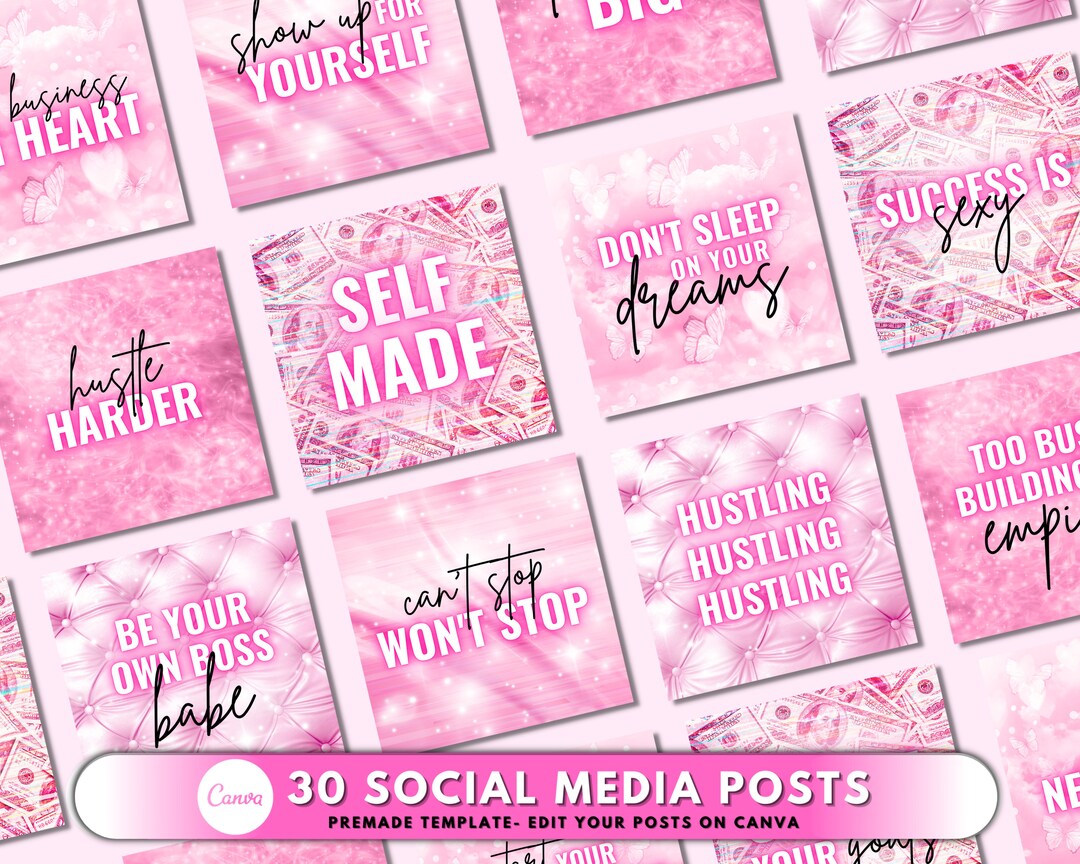 30 Social Media Posts Bundle, Retro Instagram Posts, Girl Boss ...