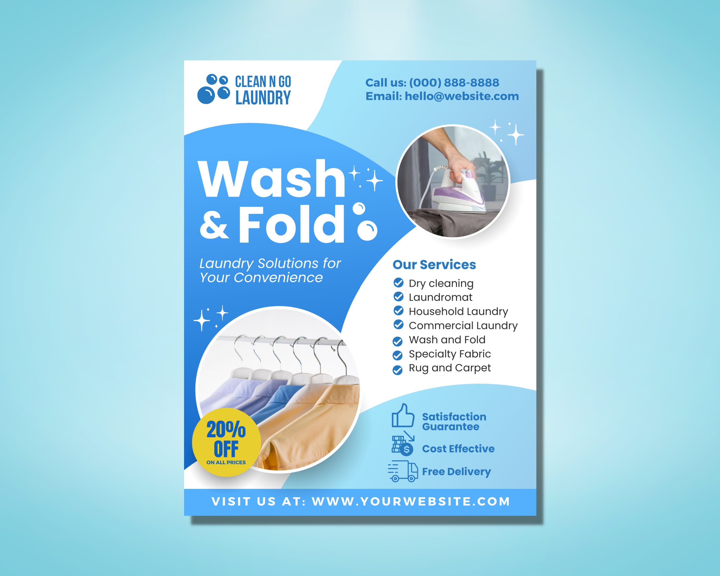 Laundry Service Flyer, DIY Flyer Template Design, Dry Cleaning Flyer ...