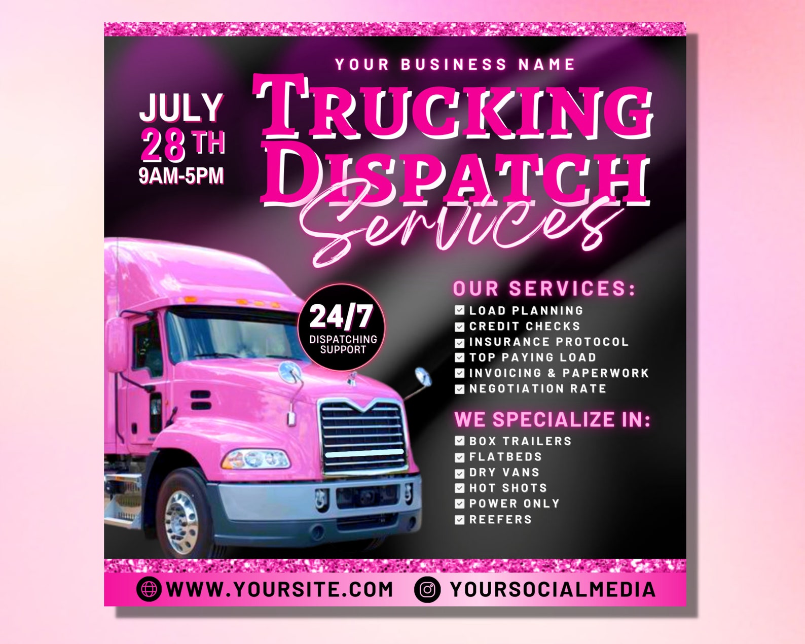 Truck Dispatcher Flyer, DIY Flyer Template Design, Trucking Services ...