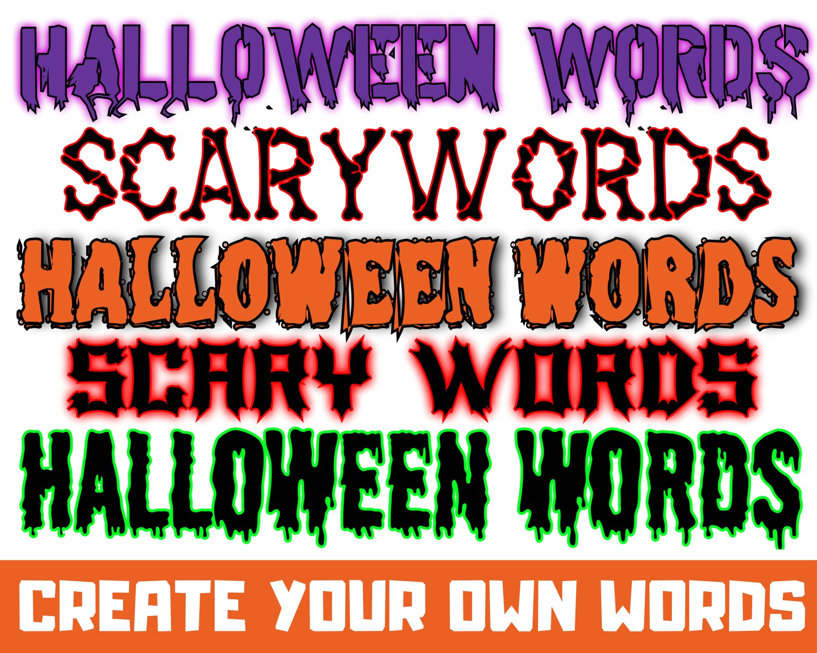 CREATE YOUR OWN Halloween Words Scary Words Halloween Font | Etsy