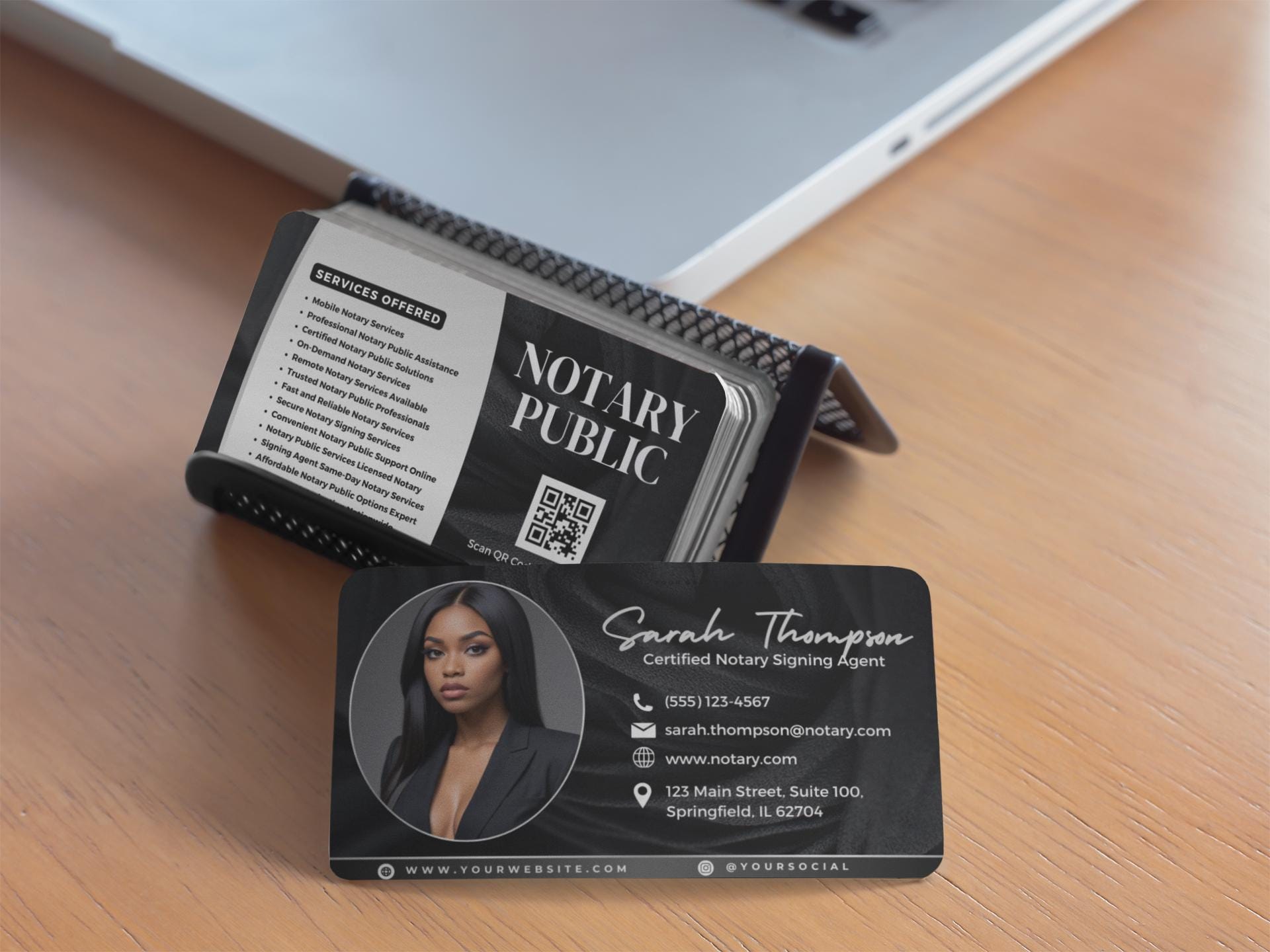 Notary Services Business Cards, DIY Canva Template Design, Notary ...