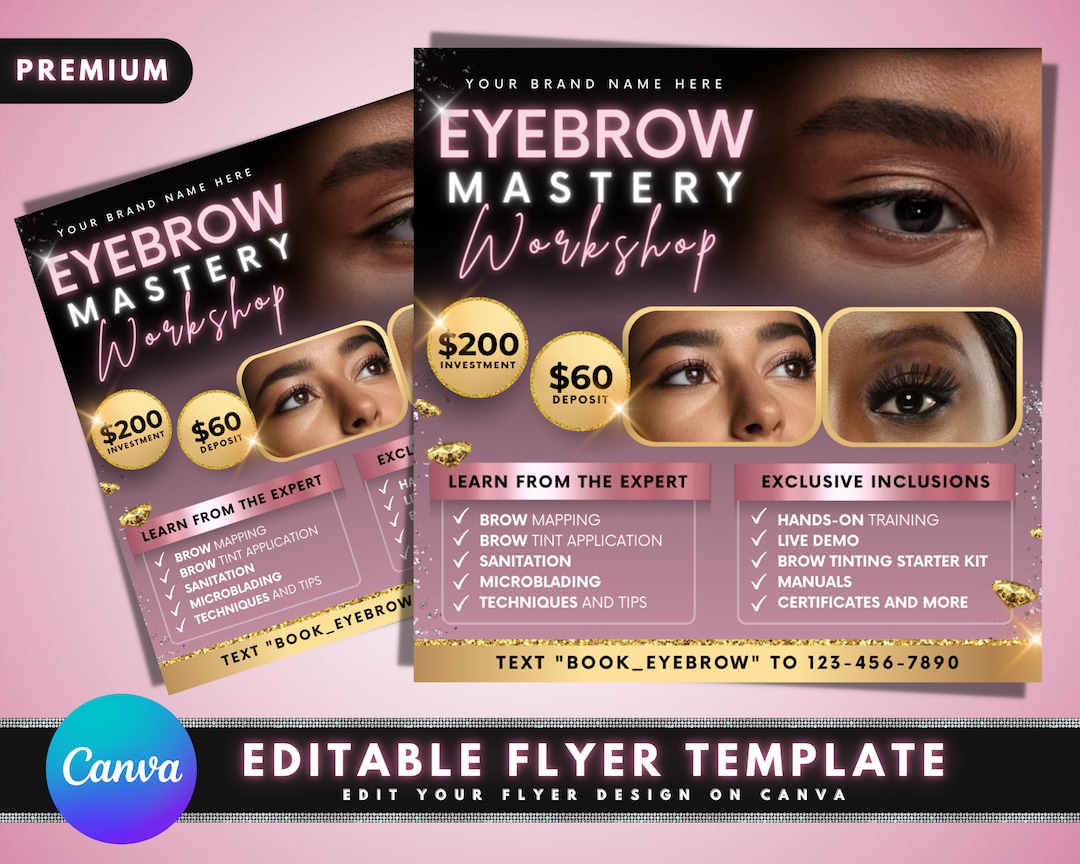 Eyebrow Masterclass Flyer, DIY Flyer Template Design, Eye Brow Tint ...
