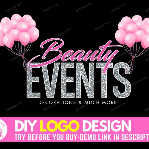 Party Decor Logo Design Balloons Logo Event Planner Logo Diy - Etsy