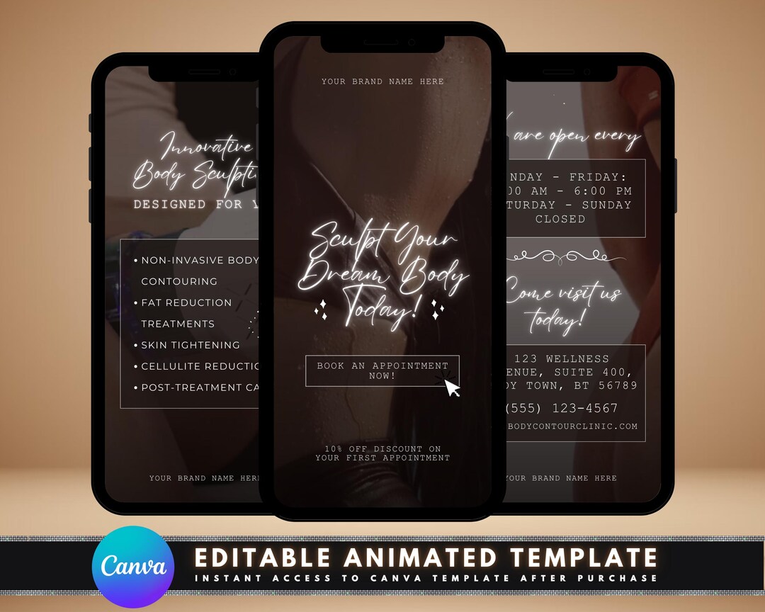 Animated Body Contouring Treatments, DIY Template Design, Body ...
