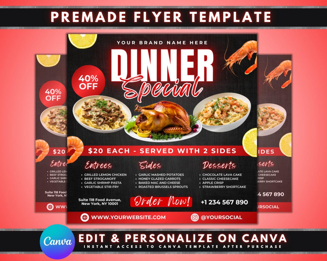 Dinner Specials Flyer, DIY Flyer Template Design, Restaurant Flyer ...