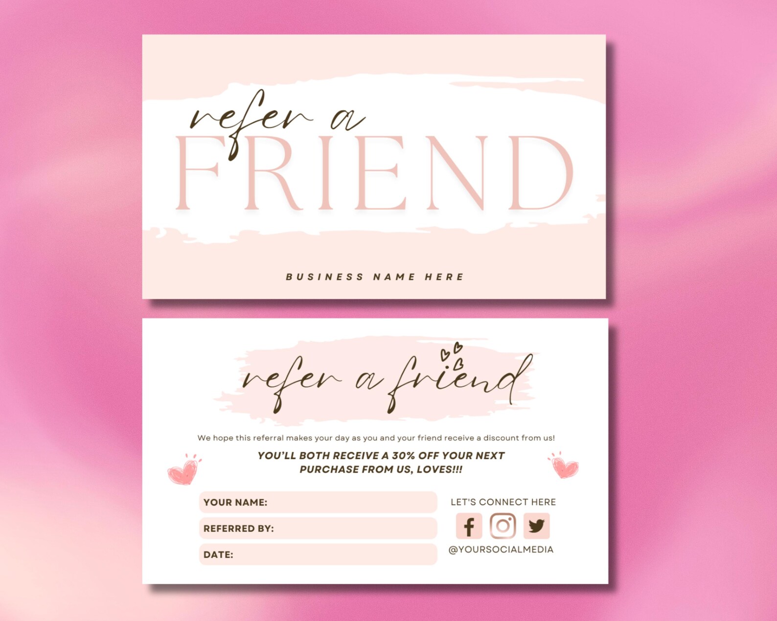 Refer A Friend Business Card, DIY Canva Business Card Template Design ...