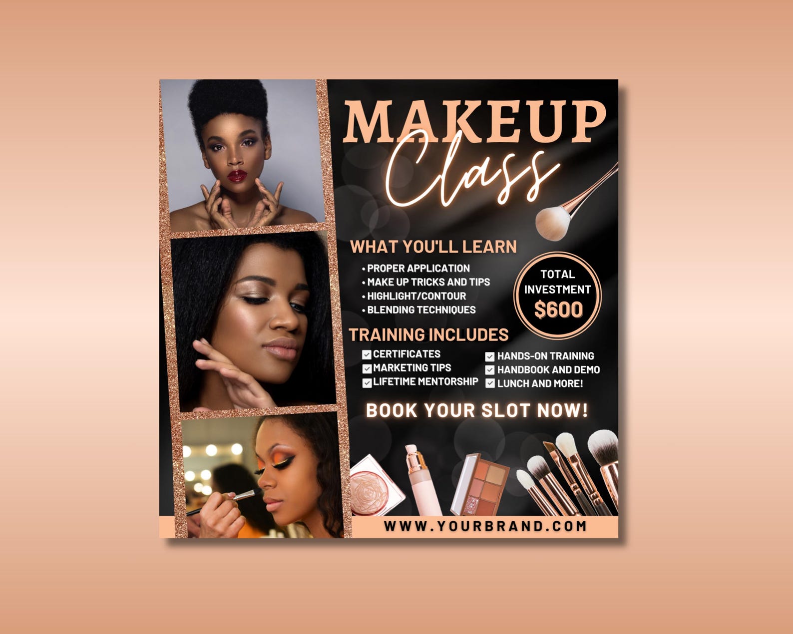 Makeup Course Flyer, DIY Flyer Template Design, Makeup Class Flyer ...