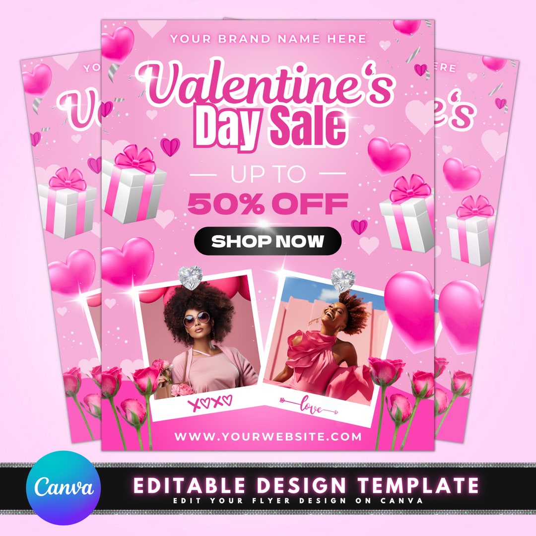 Valentine's Day Sale Flyer, DIY Flyer Template Design, February Flyer ...