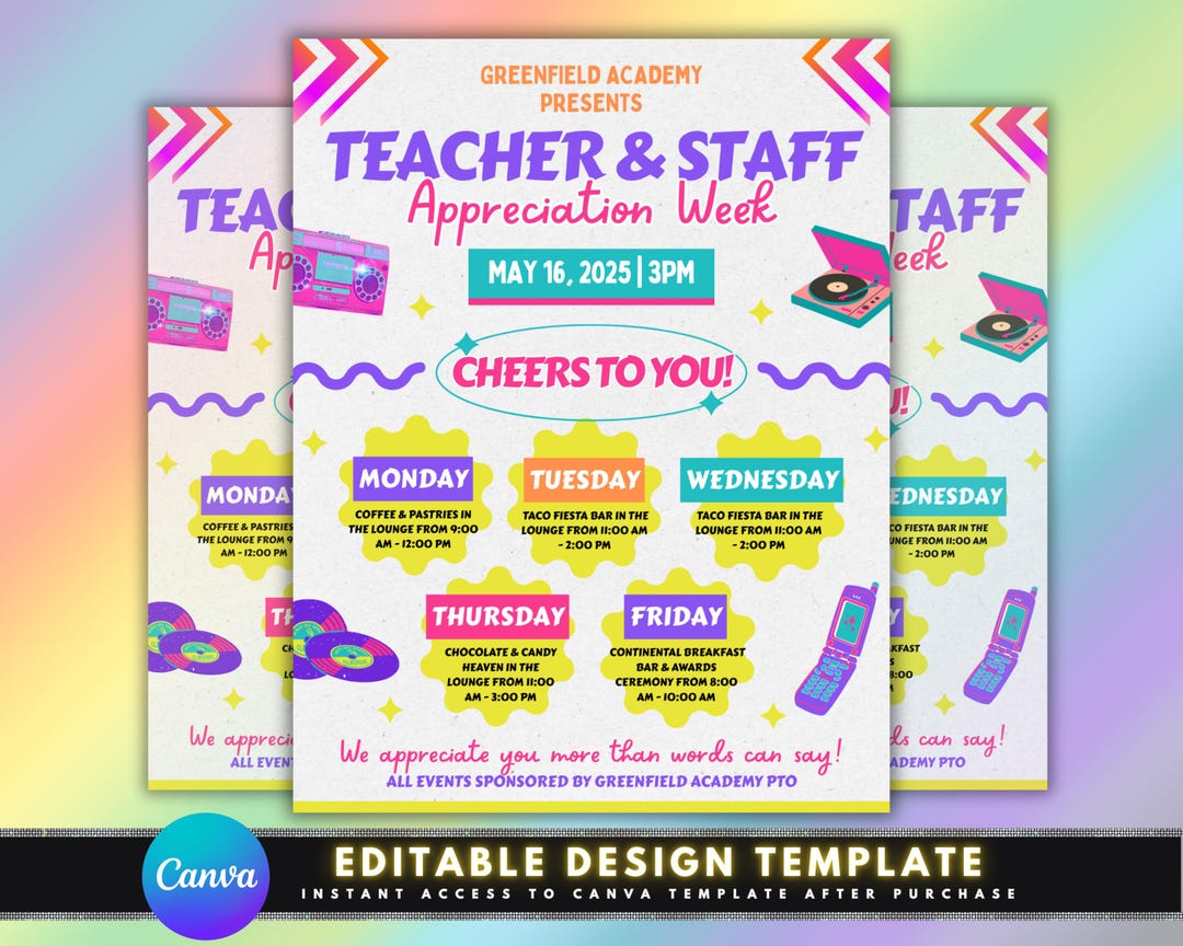 Teachers and Staff Appreciation Flyer, DIY Flyer Template Design ...