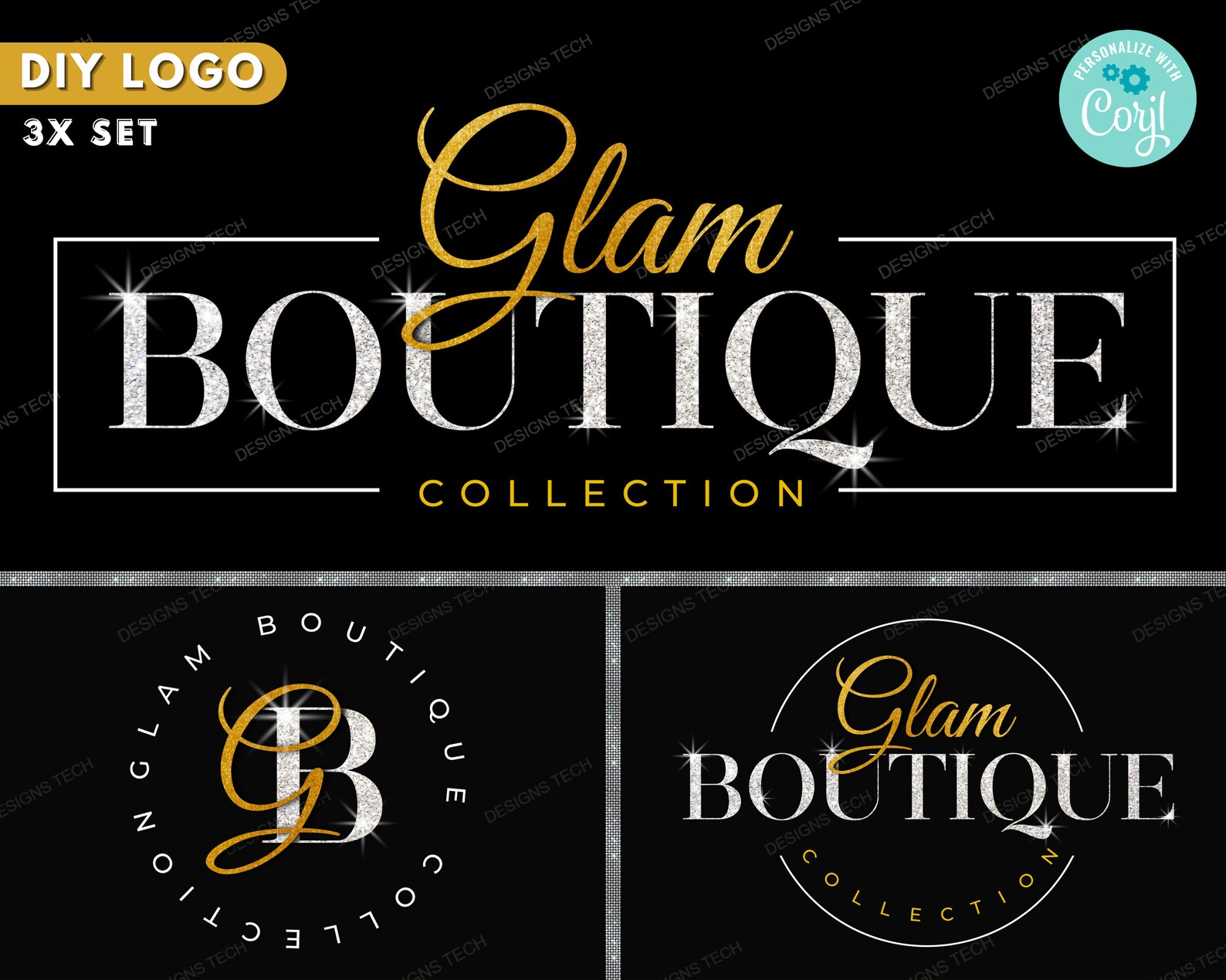 Boutique Logo DIY Gold Logo Design Template Hair Logo - Etsy