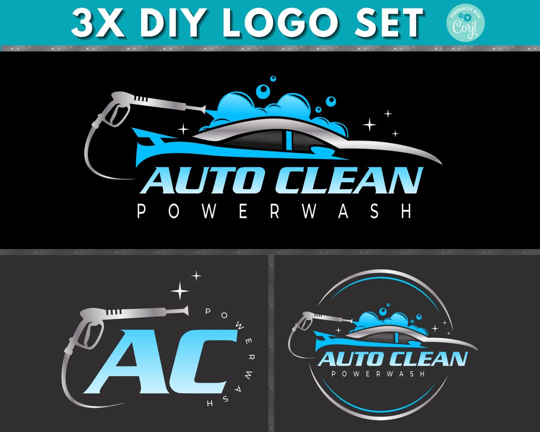 Car Wash Logo, DIY Logo Design Template, Auto Detailing Logo, Power ...