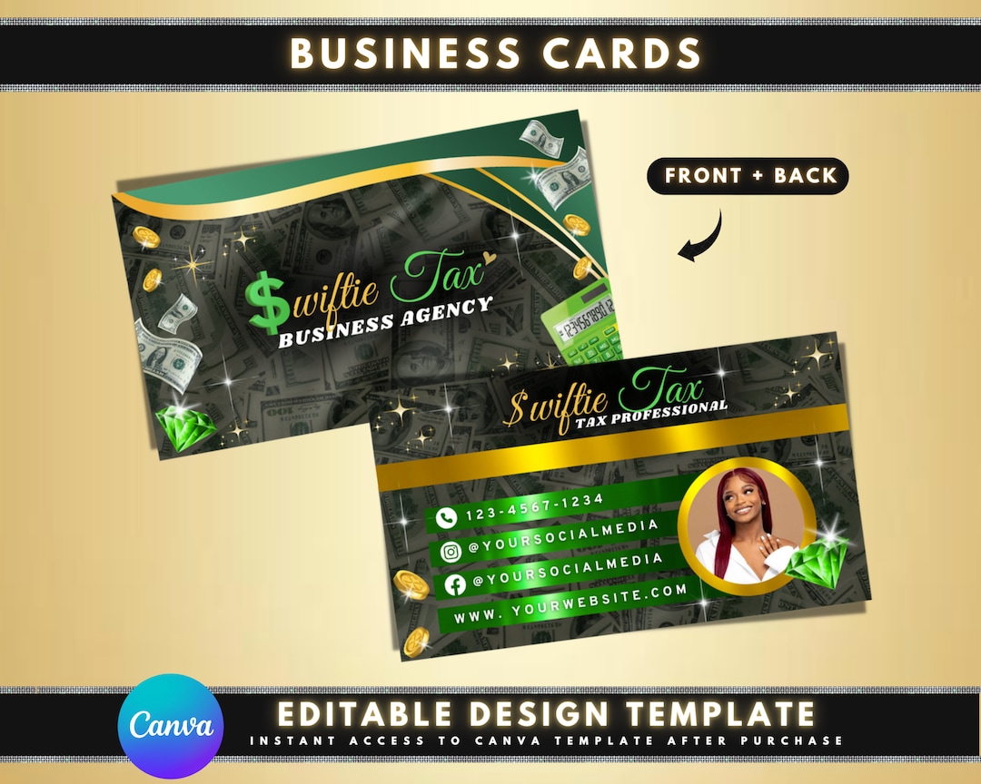 Tax Professional Business Cards, DIY Card Template Design, Tax Prep ...
