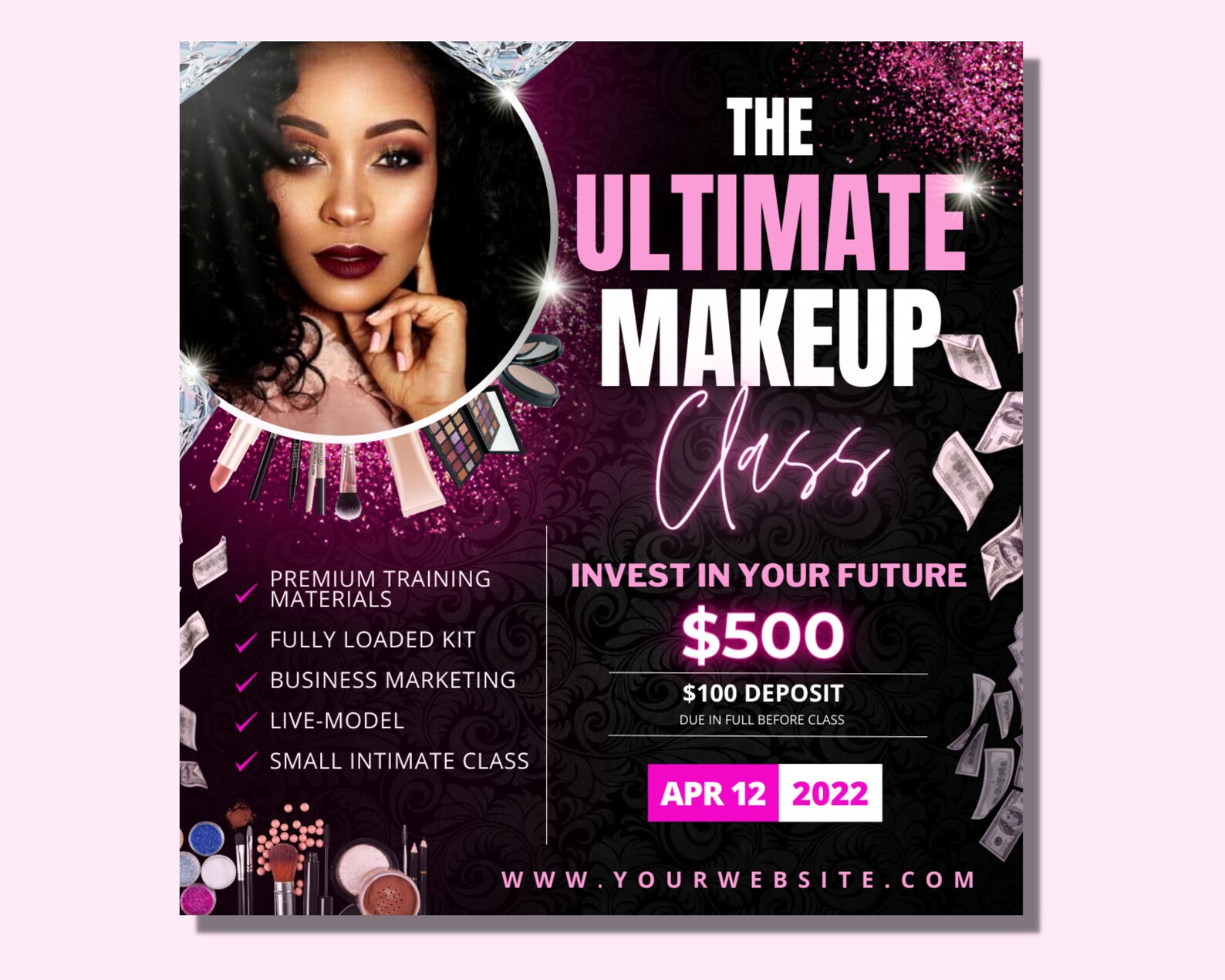 Makeup Flyer DIY Flyer Template Design Makeup Class Flyer - Etsy