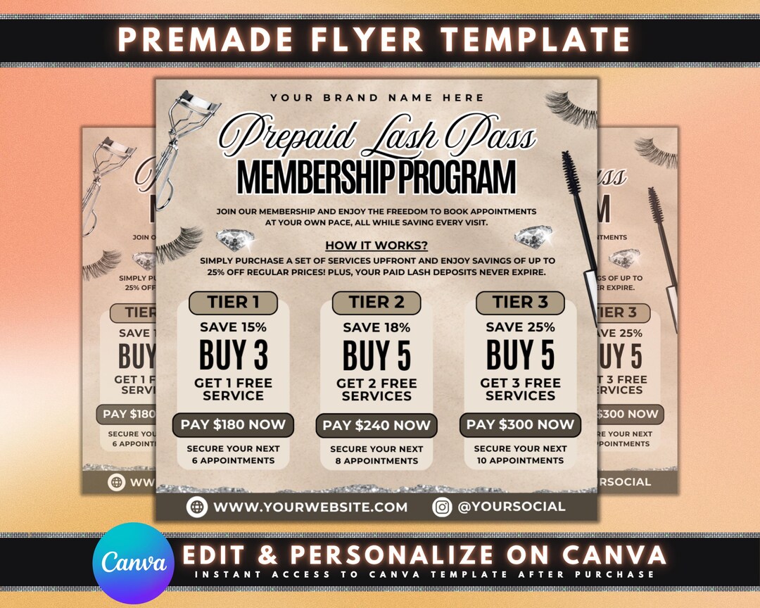 Beauty Membership Flyer, DIY Flyer Template Design, Beauty Subscription Appointment Flyer ...