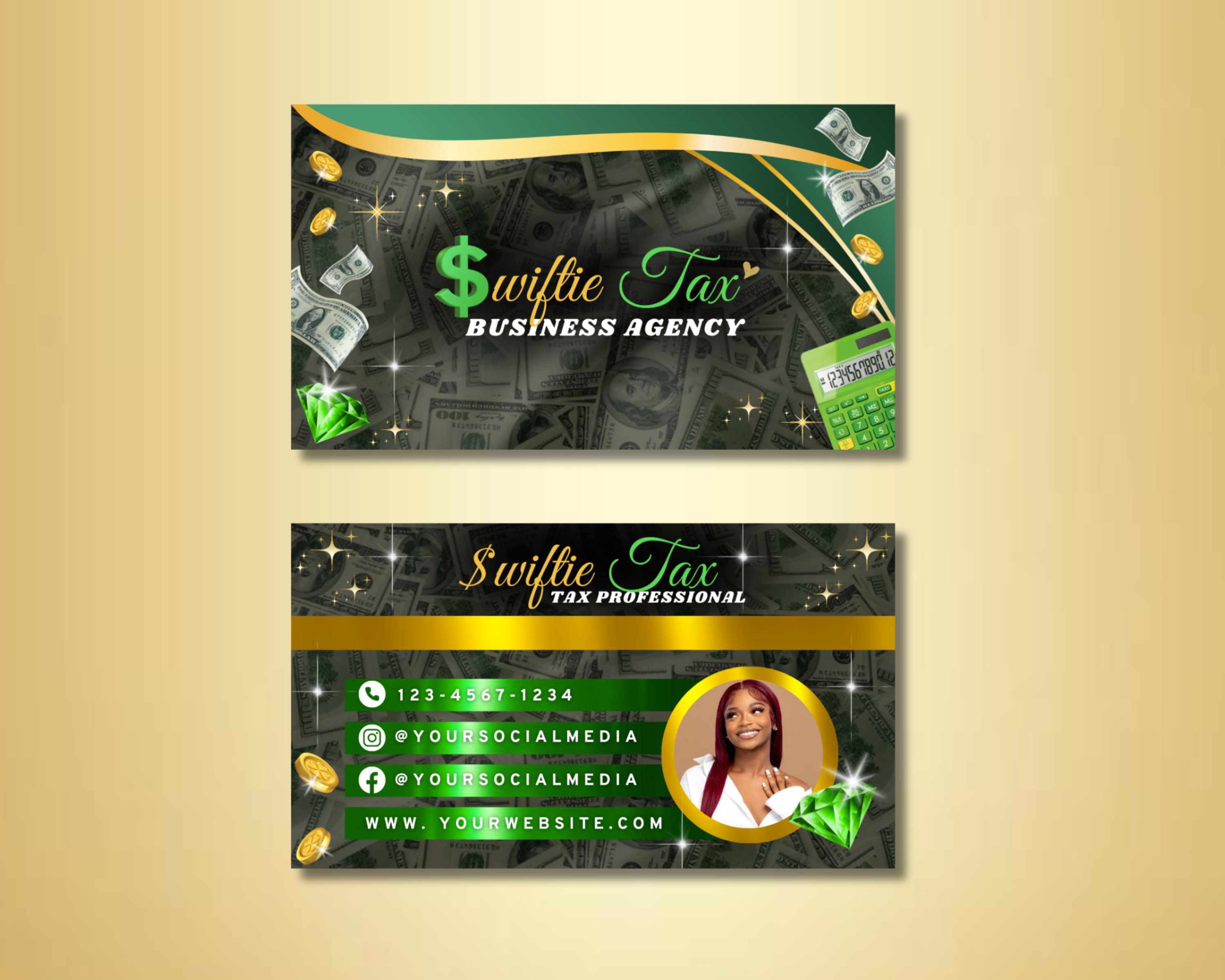 Tax Professional Business Cards, DIY Card Template Design, Tax Prep ...
