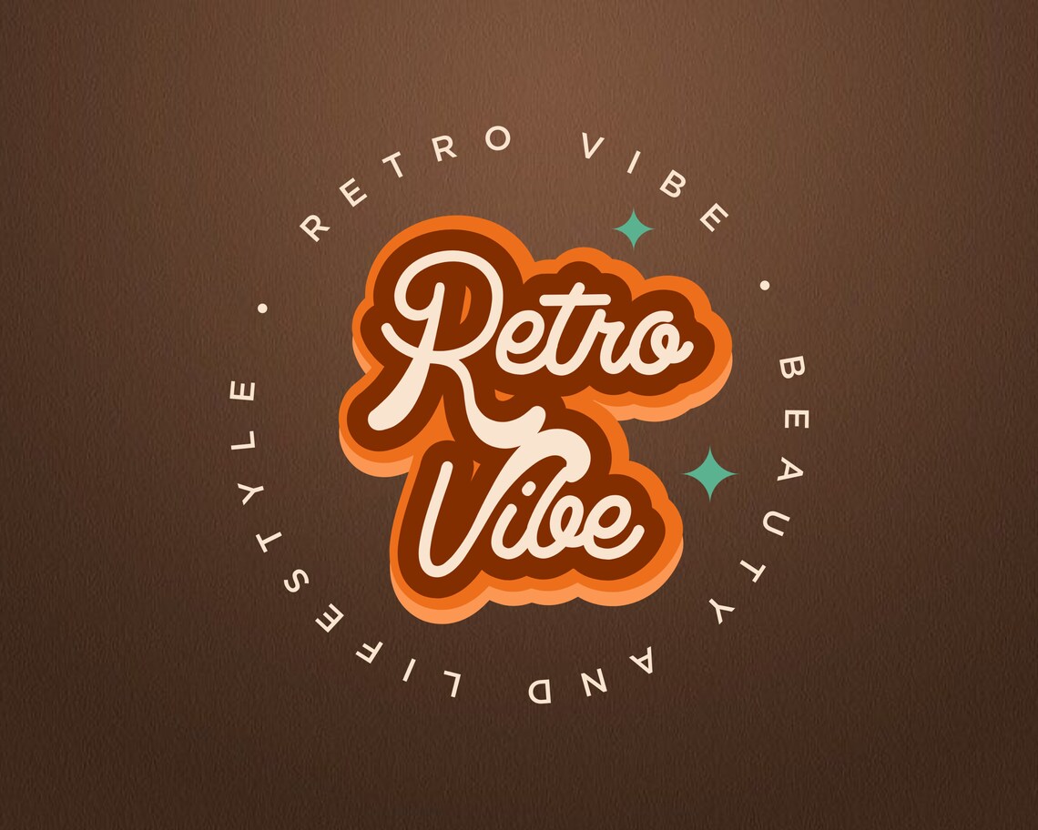 Retro Logo, DIY Logo Design Template, Boho Logo, Rainbow Logo ...