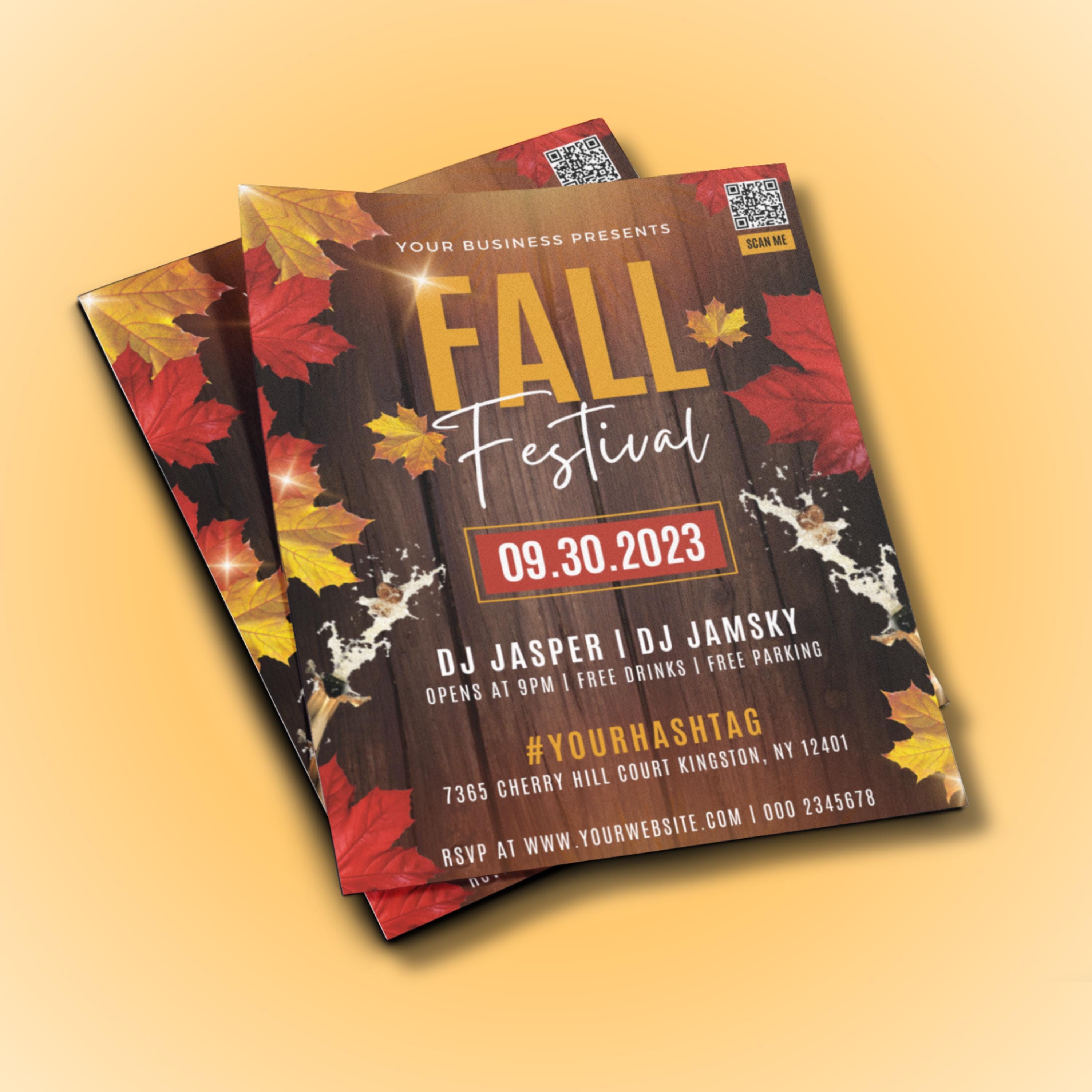 Fall Festival Flyer, DIY Flyer Template Design, Harvest Festival Invite ...
