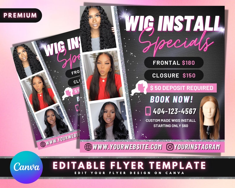 Wig Install Flyer DIY Flyer Template Design Hair Appointment - Etsy