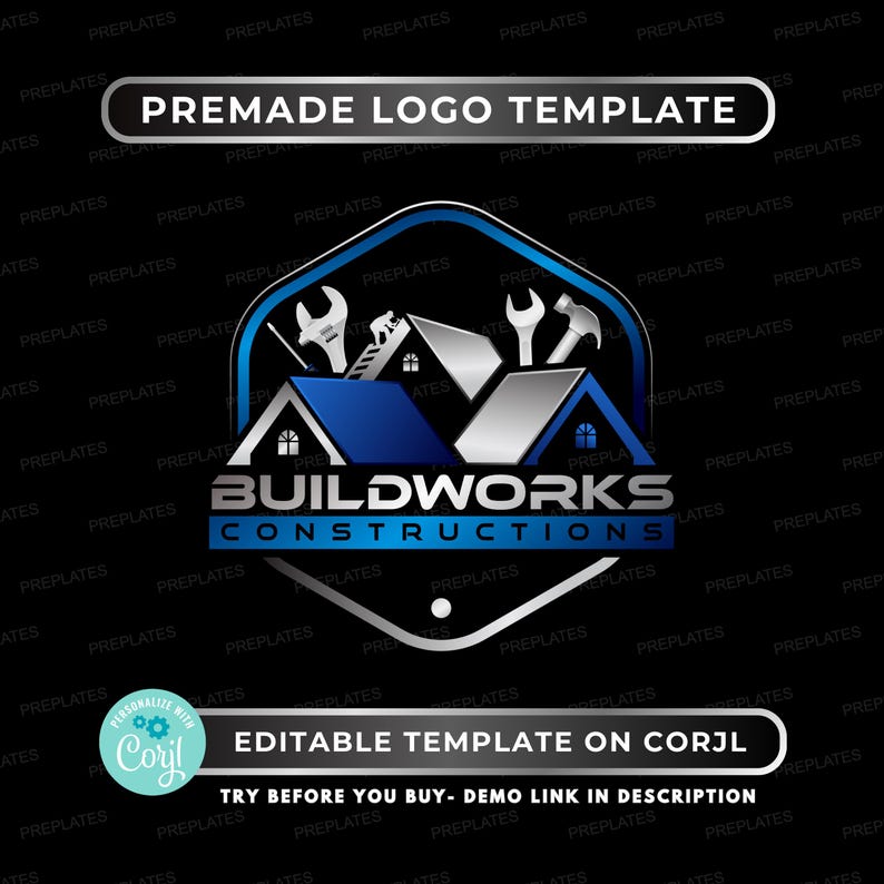 Construction Logo Template: Contractor, Builder & Handyman Branding ...