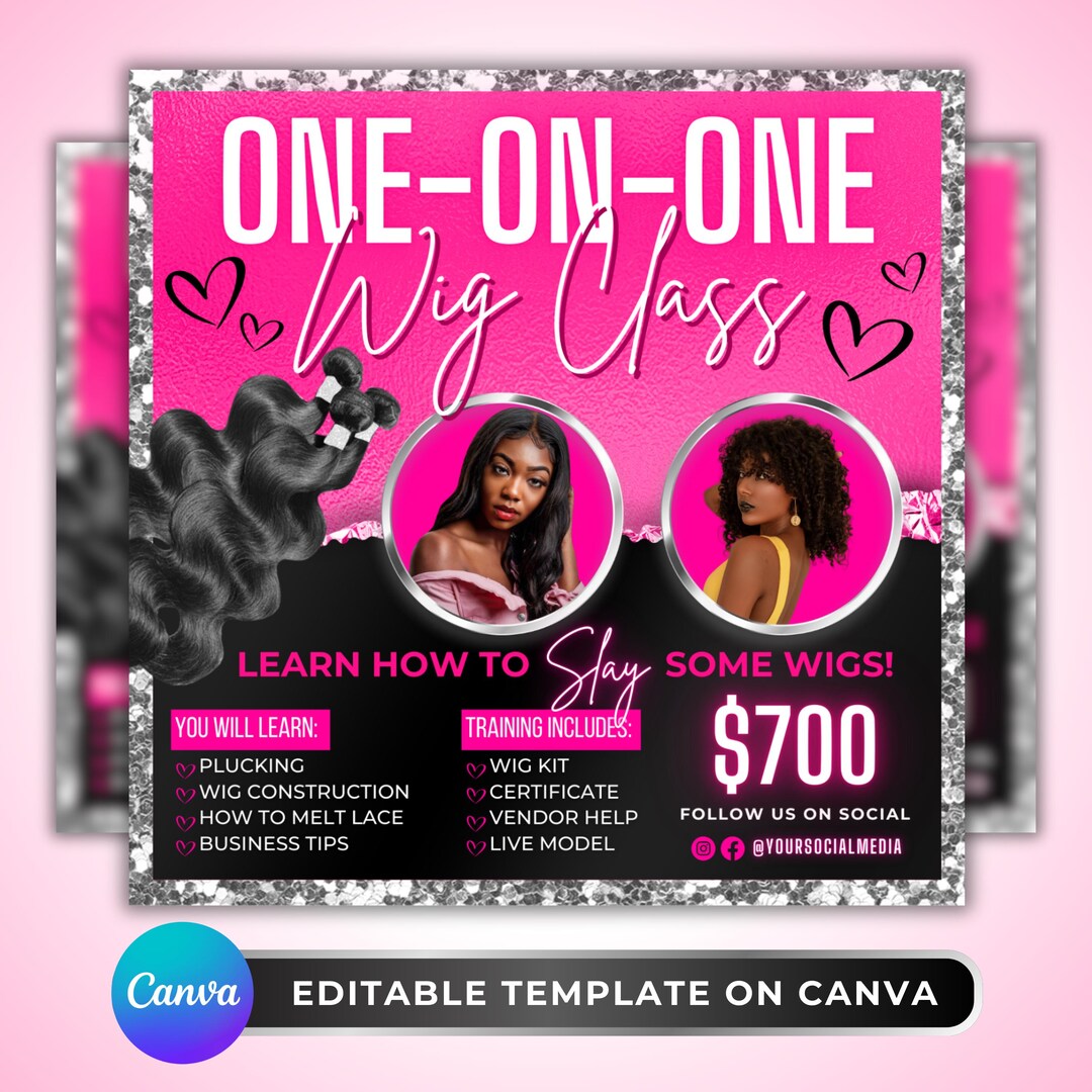 One on One Wig Class Flyer: Wig Tech Training Promo, Beauty Education ...