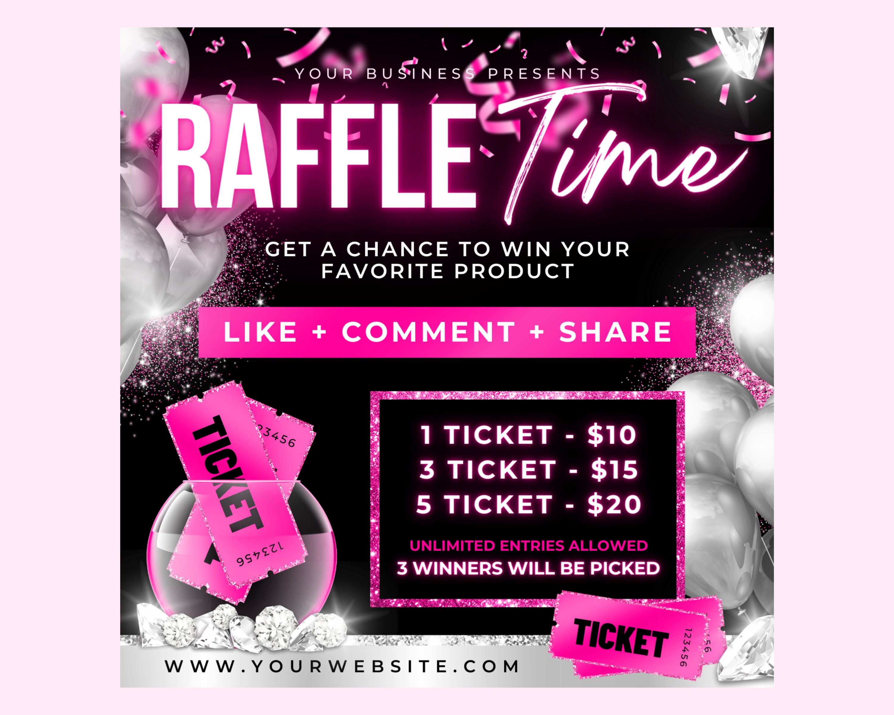 Raffle Flyer DIY Flyer Design Template Giveaway Flyer | Etsy