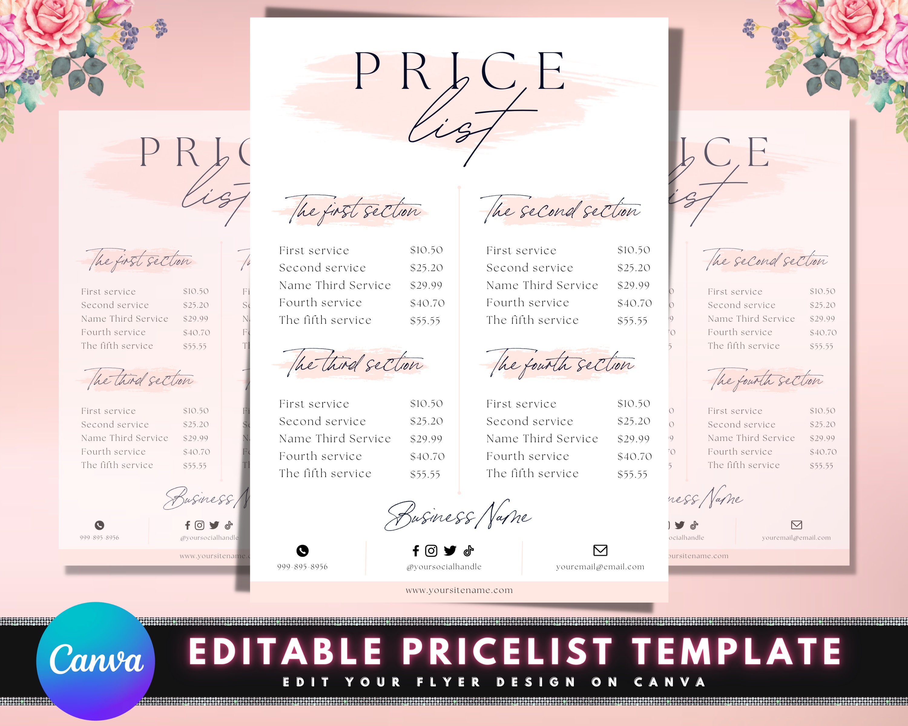 Price List DIY Flyer Template Design Price Sheet Hair - Etsy Canada
