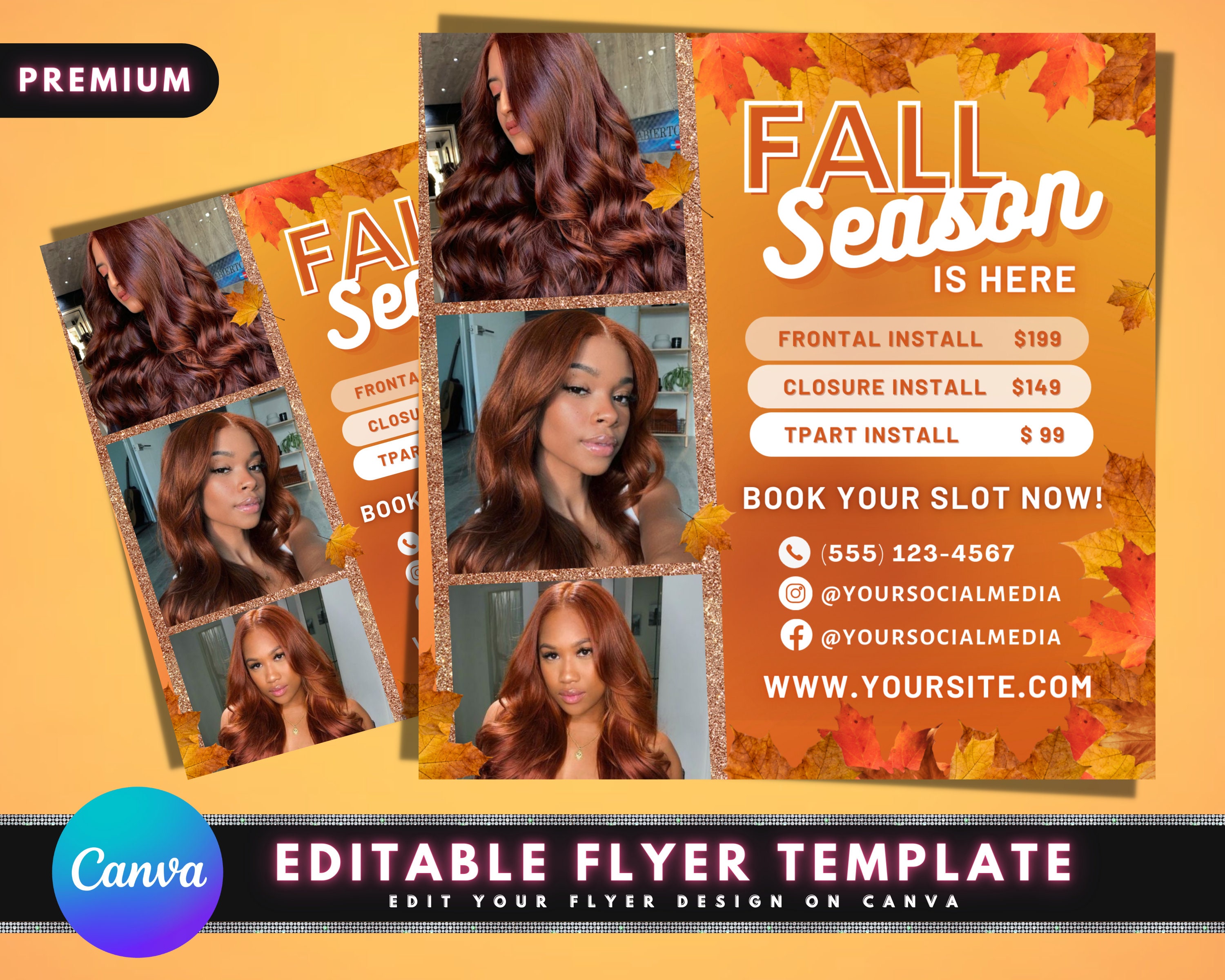 Fall Season Sale Flyer DIY Flyer Template Design Hair Flyer - Etsy