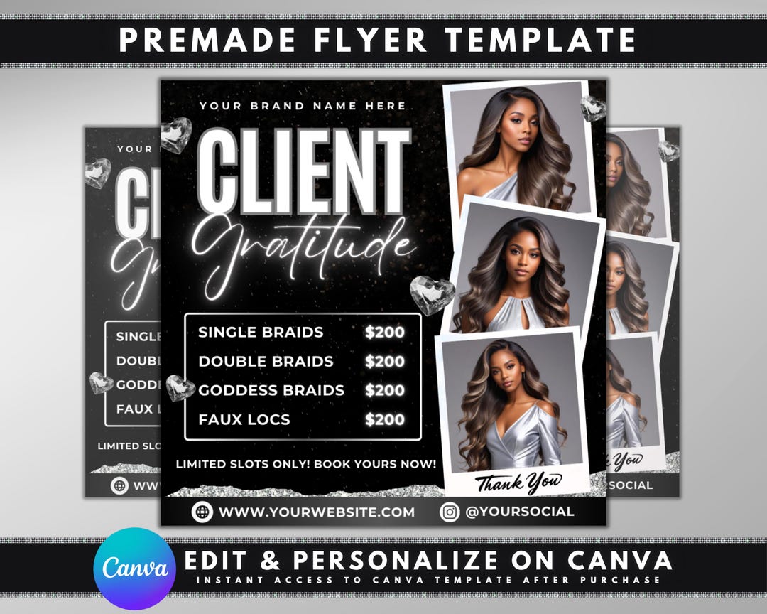 Client Appreciation Flyer, DIY Flyer Template Design, Braids Specials ...
