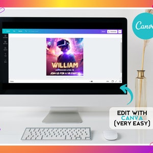 VR Birthday Invitation Flyer, DIY Flyer Template Design, Virtual ...