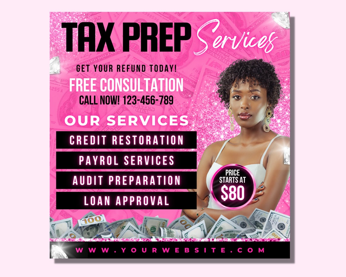 Tax Prep Flyer, DIY Flyer Template Design, Tax Prep Service Flyer, Tax ...