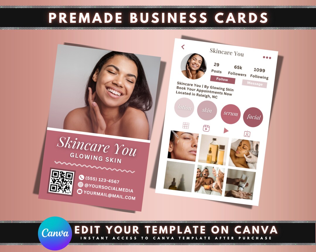 Instagram Business Cards, DIY Business Card Template Design, QR Code ...