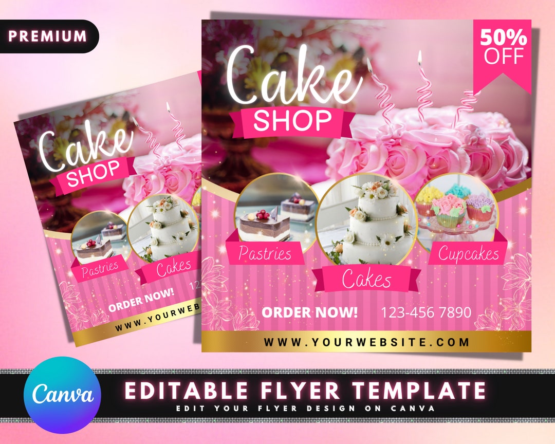 Cake Flyer, DIY Flyer Template Design, Sweet Treat Flyer, Bakery Flyer ...