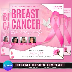 Breast Cancer Awareness Flyer, DIY Flyer Template Design, Breast Cancer ...