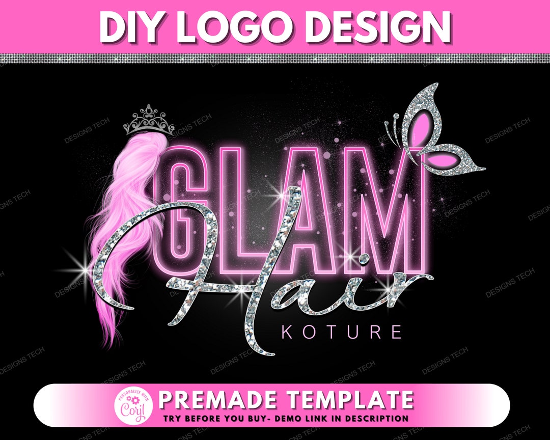 DIY Hair Logo, Logo Design Template, Butterfly Logo, Hair Salon ...