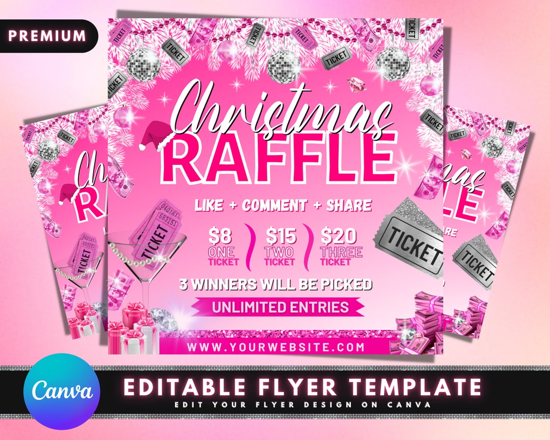 Christmas Raffle Flyer, DIY Flyer Template Design, Giveaway Flyer, Hair ...