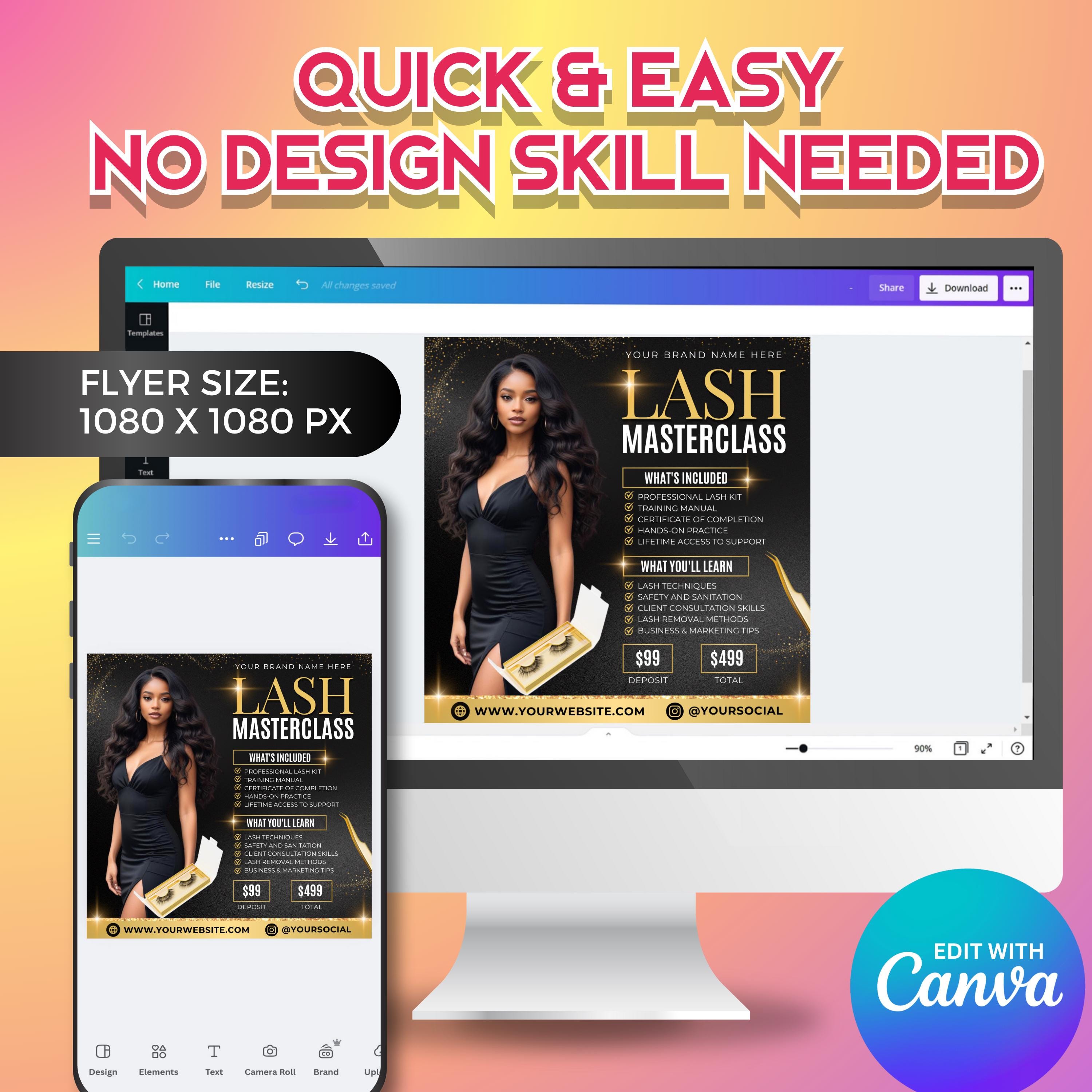 Lash Masterclass Flyer: Lash Class & Training Course Promo Design ...