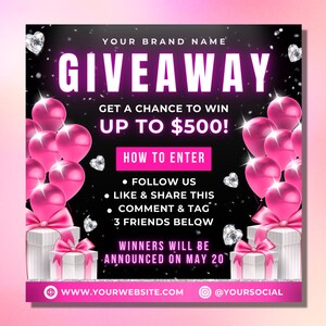 Giveaway Flyer, DIY Flyer Template Design, Raffle Ticket Flyer, Hair ...
