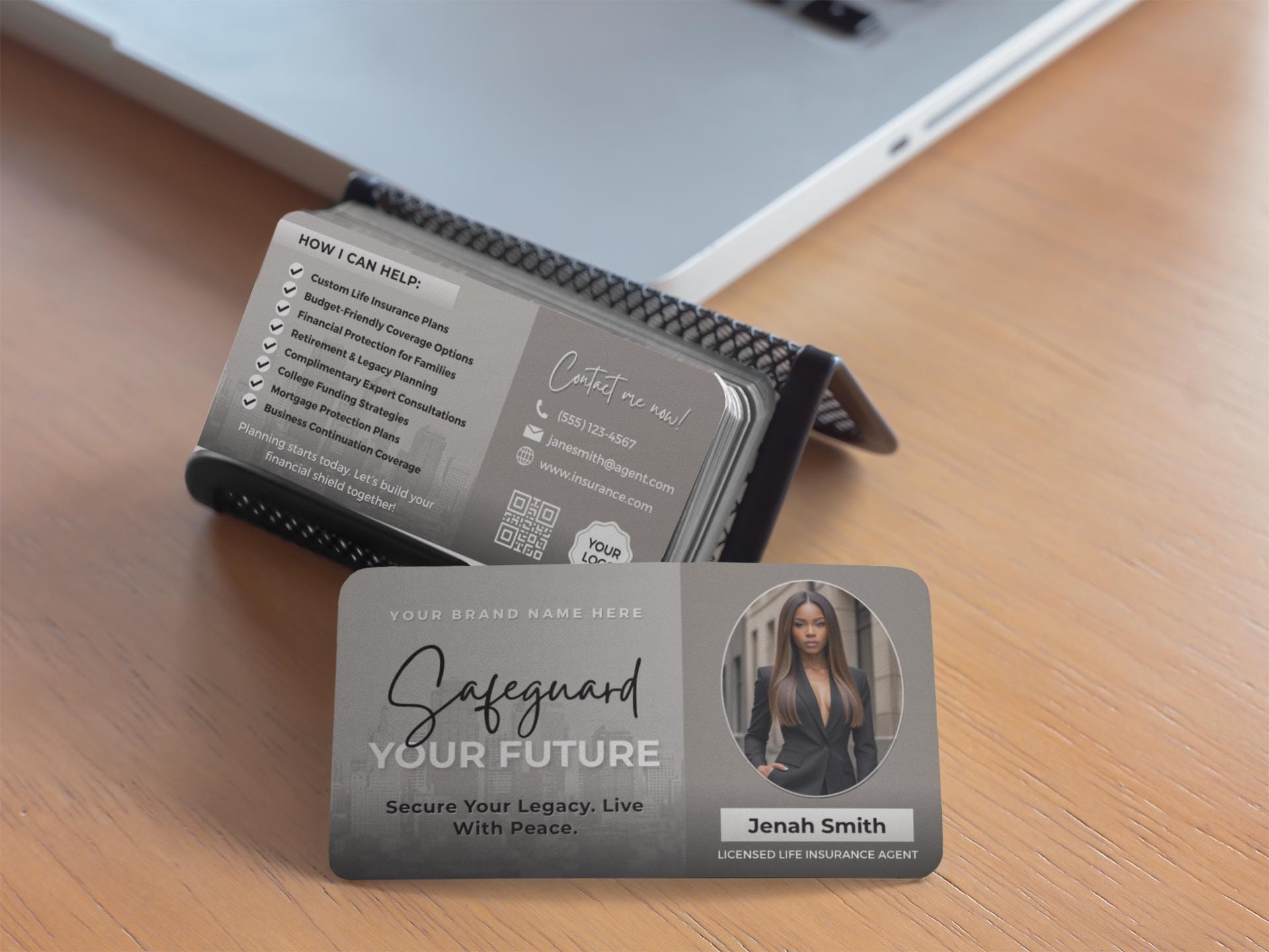 Insurance Agent Business Card, DIY Card Template Design, Financial ...