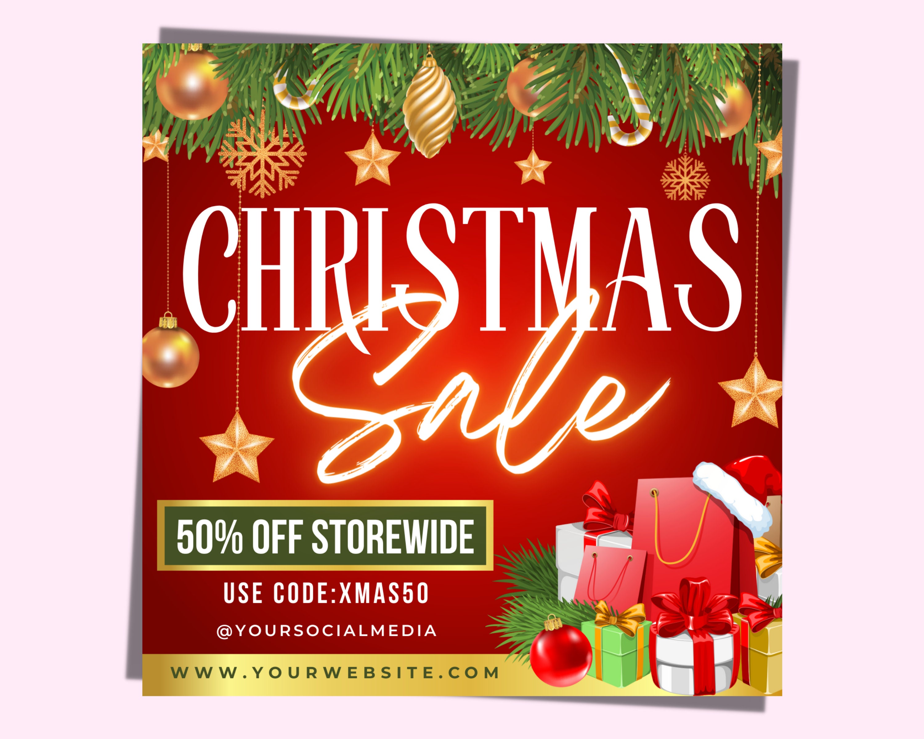 Christmas Sale Flyer, DIY Flyer Template Design, Holiday Flyer, Xmas ...