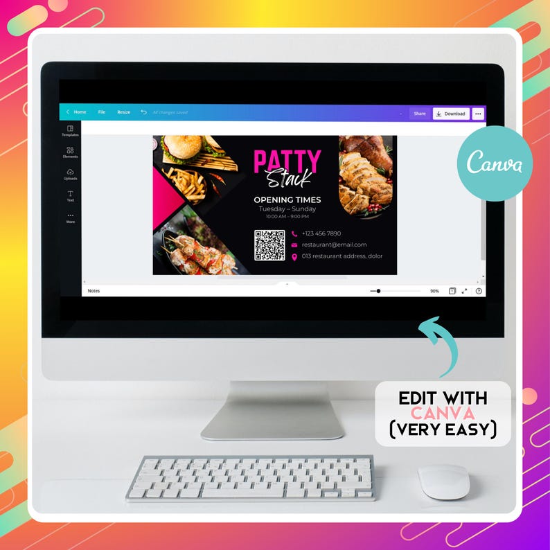 Restaurant Business Card Template, Editable Canva Food Business ...