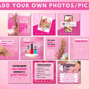 Nails Social Media Post Template Bundle, DIY Flyer Design, Press on ...